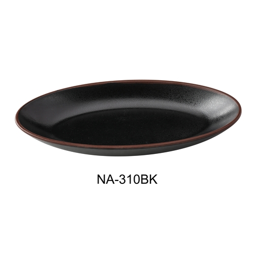 Yanco China NA-310BK Nature Art Black Melamine 10.5" x 5.25" Oval Salad Plate