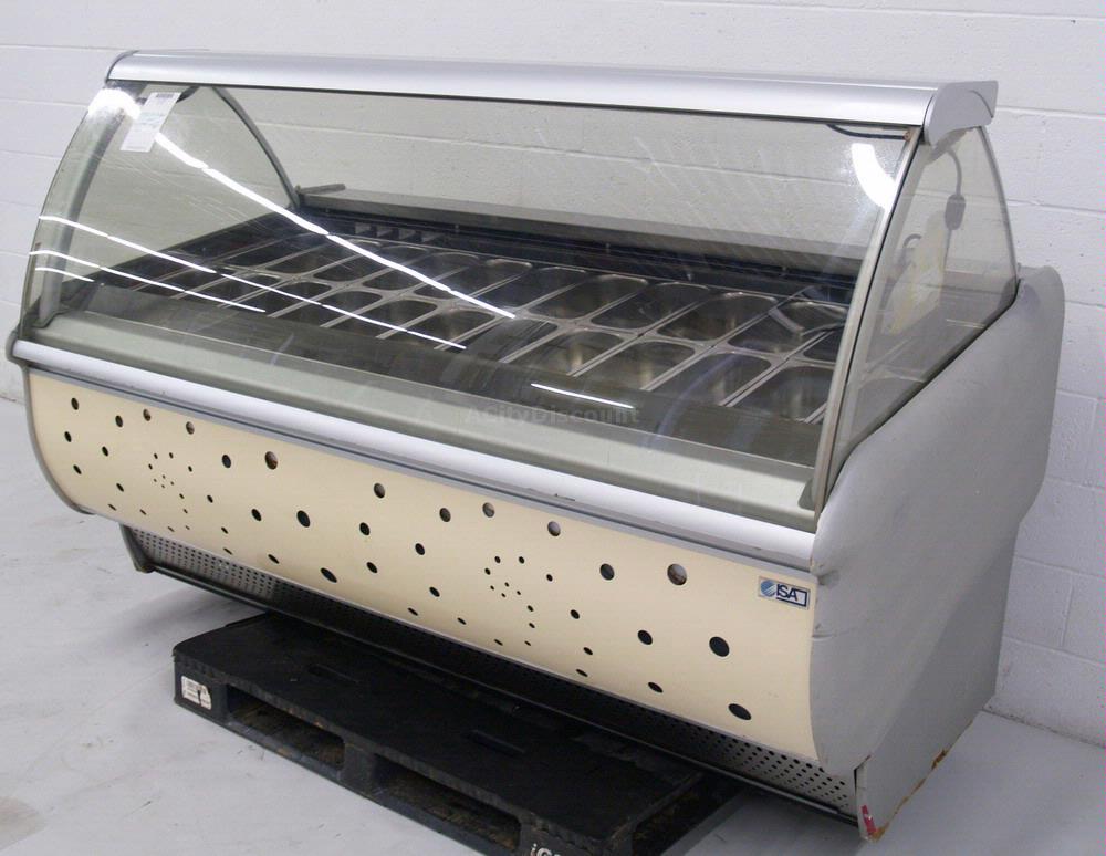 Used Commercial Curved Glass Gelato Merchandising Display Case | SKU:119572 SOLD