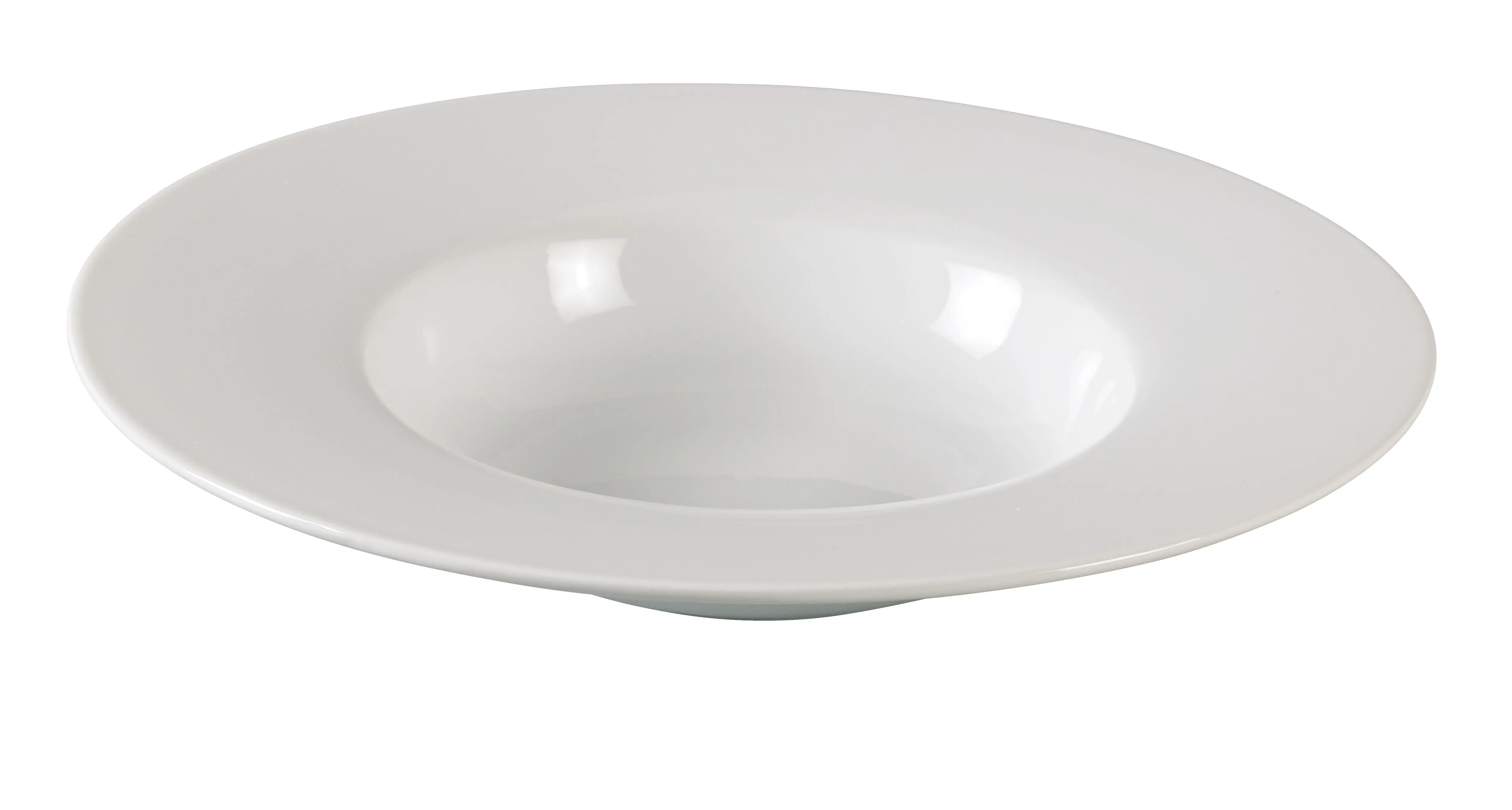 Yanco China AC-613 Abco Super White Porcelain 22 oz. Wide Rim Dessert Plate