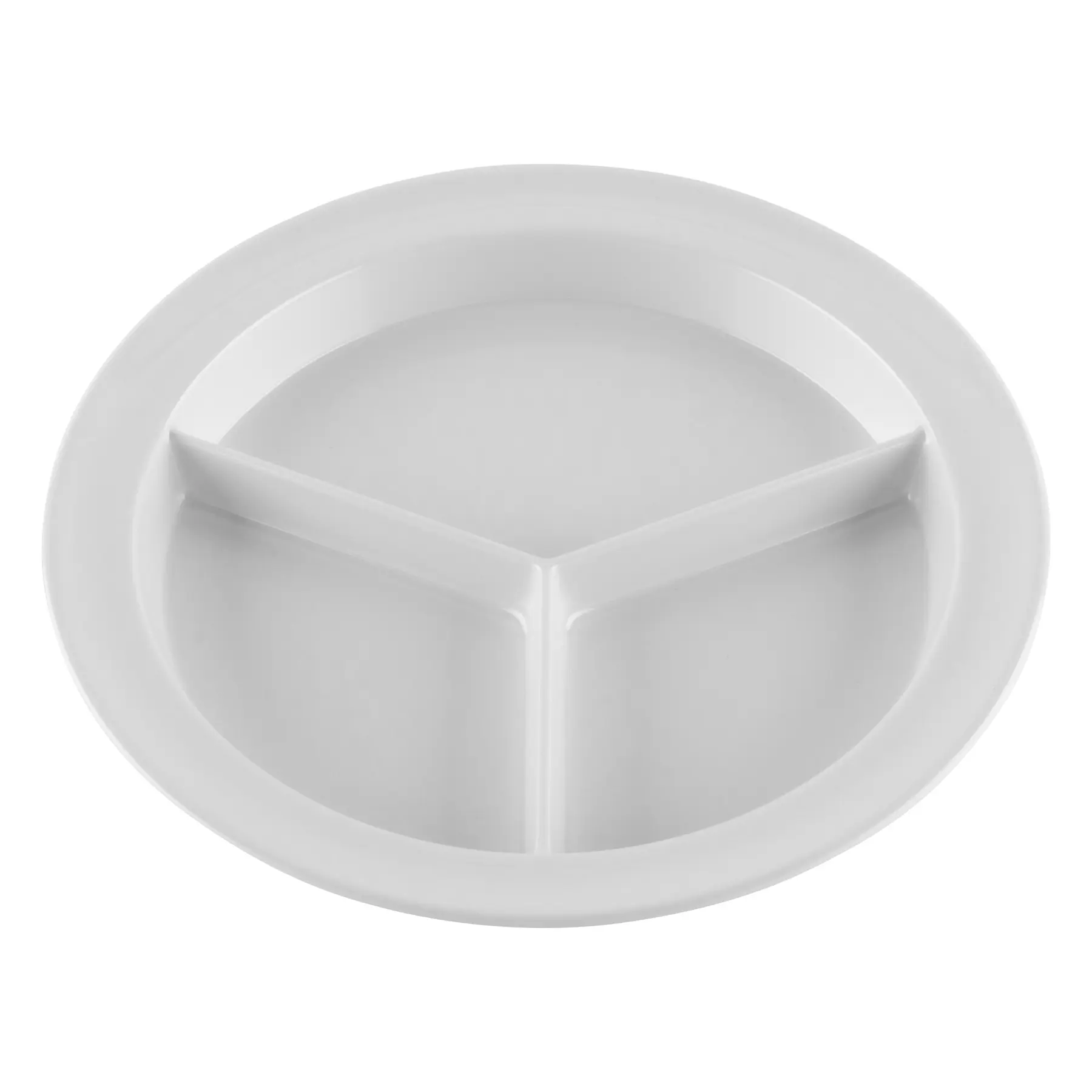 GET CP-530-W Supermel White Melamine 9" dia. 3-Compartment Plate - 1 Doz