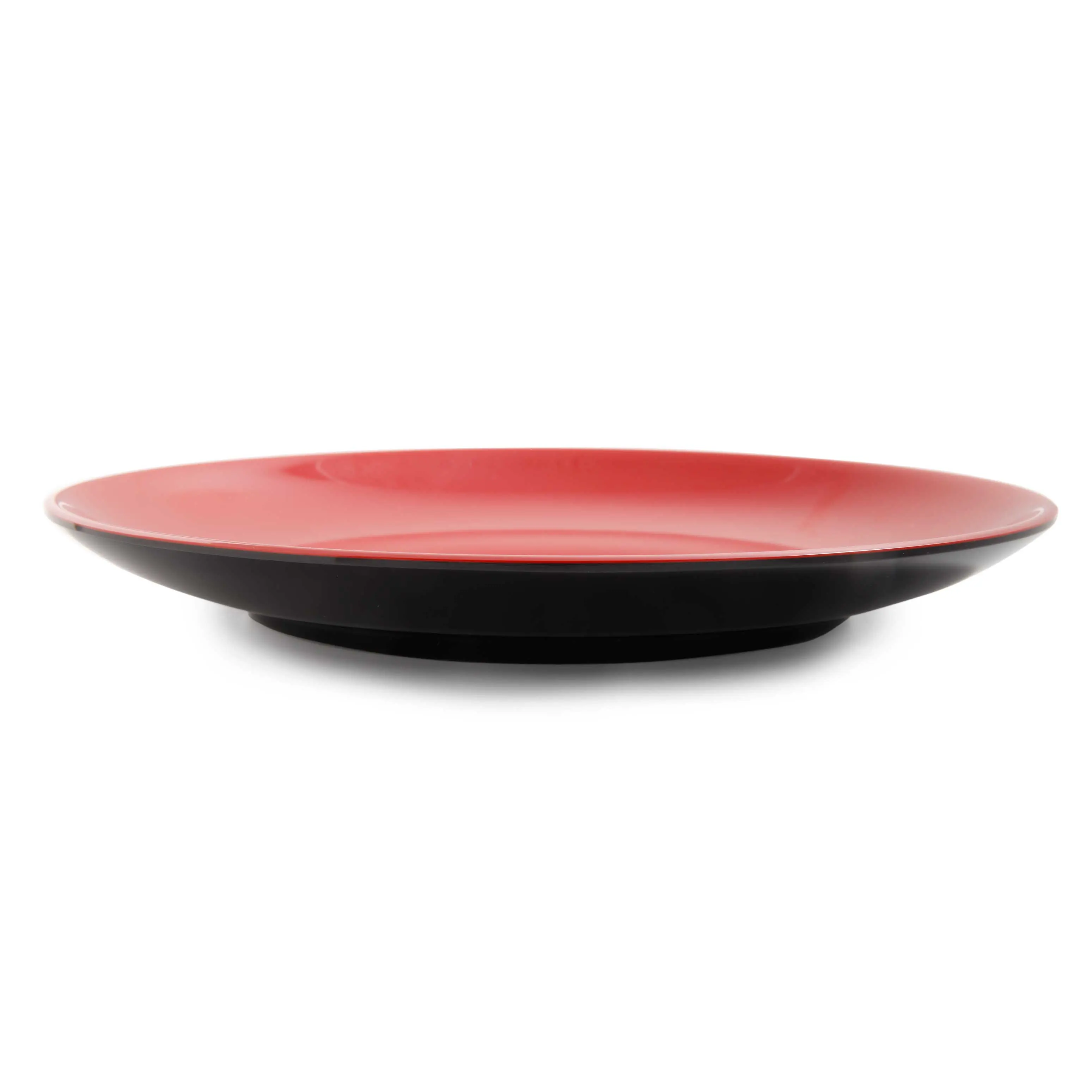 Yanco China CR-1307 Two-Tone Black/Red Melamine 7" dia. Coupe Plate - 4 Doz