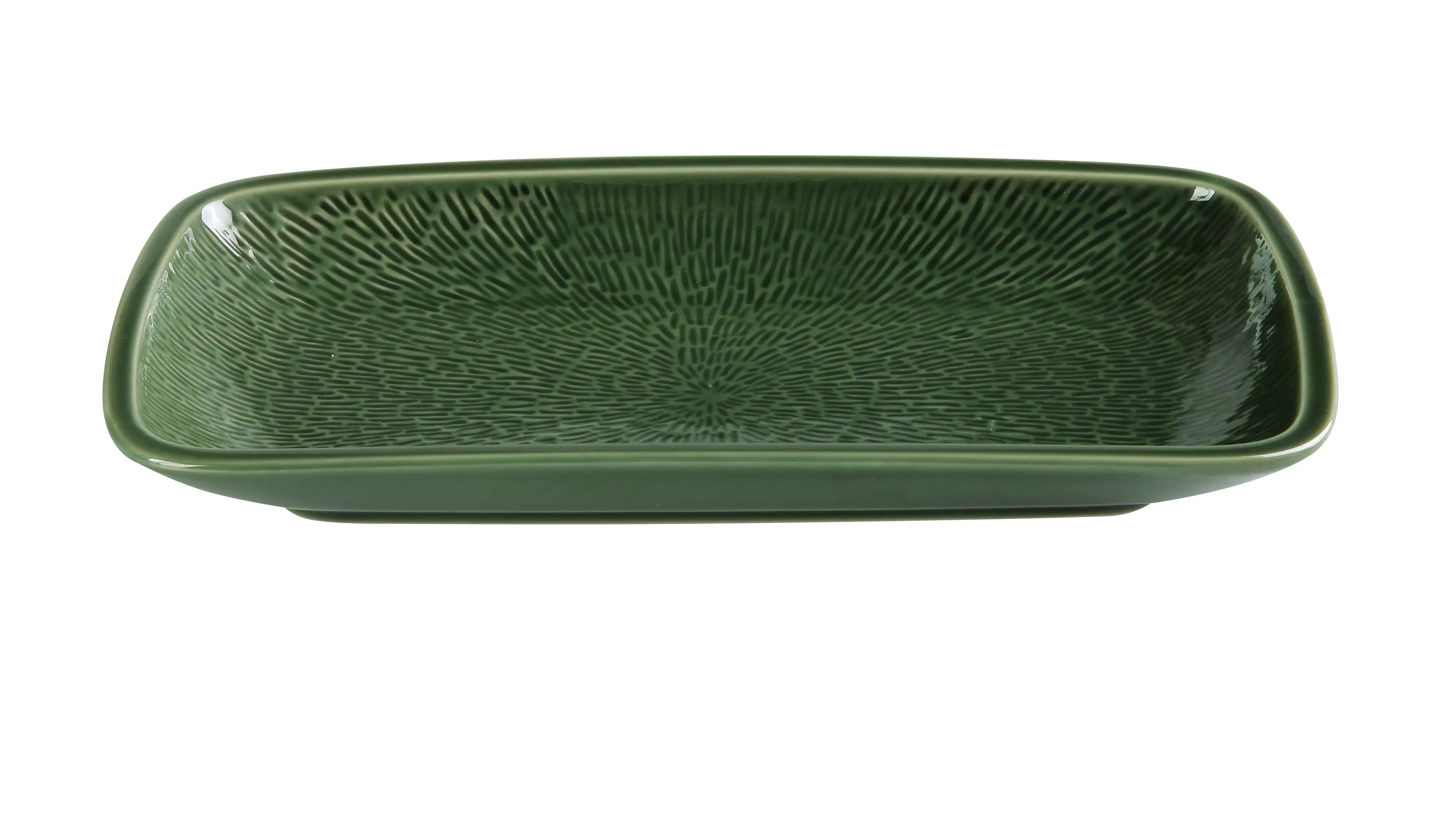 Yanco China GG-514 Green Gem Porcelain 14.75" x 7.5" Rectangular Coupe ...