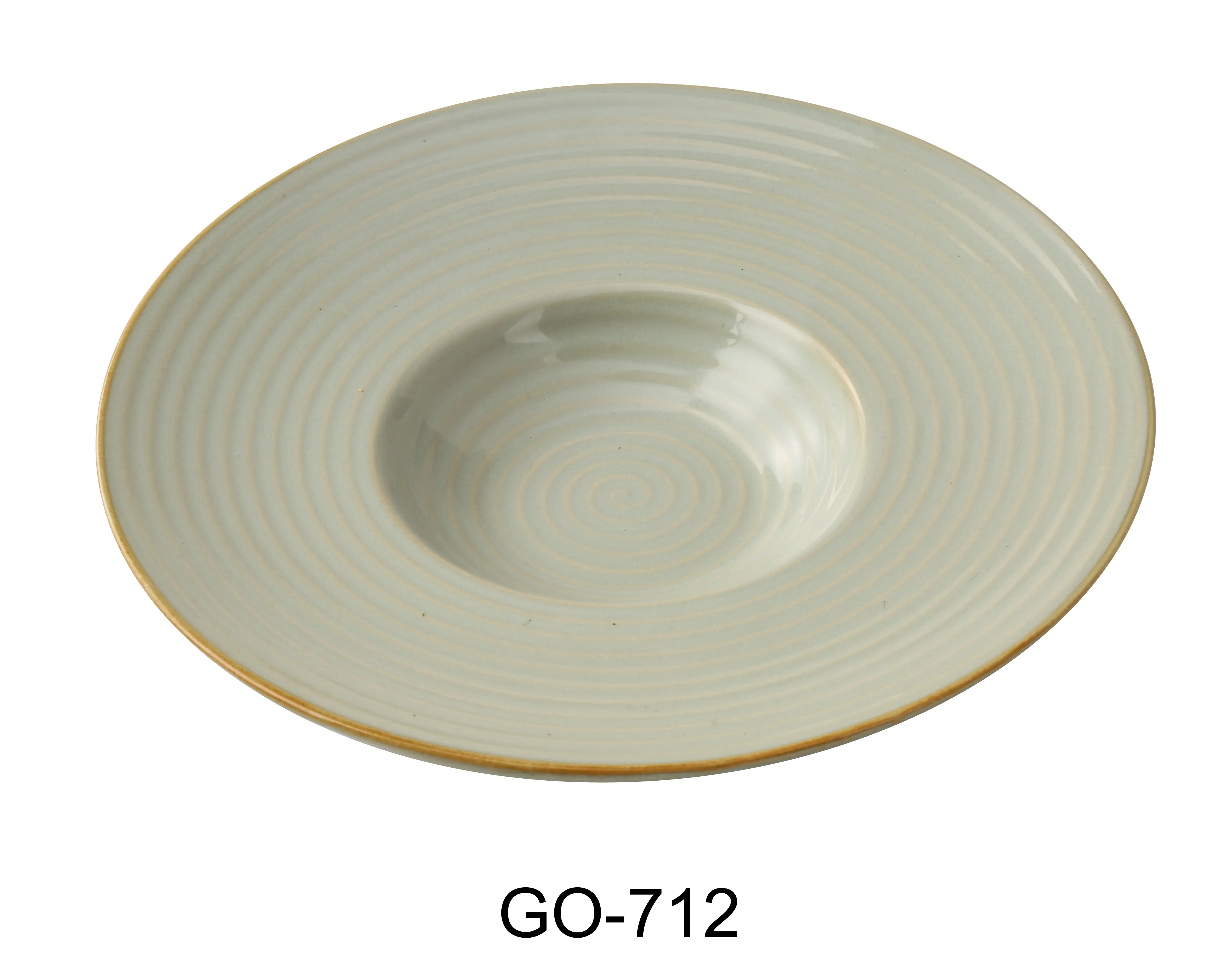 Yanco China GO-712 Golden Coast Earthy Tone Porcelain 12 oz. Dessert Plate