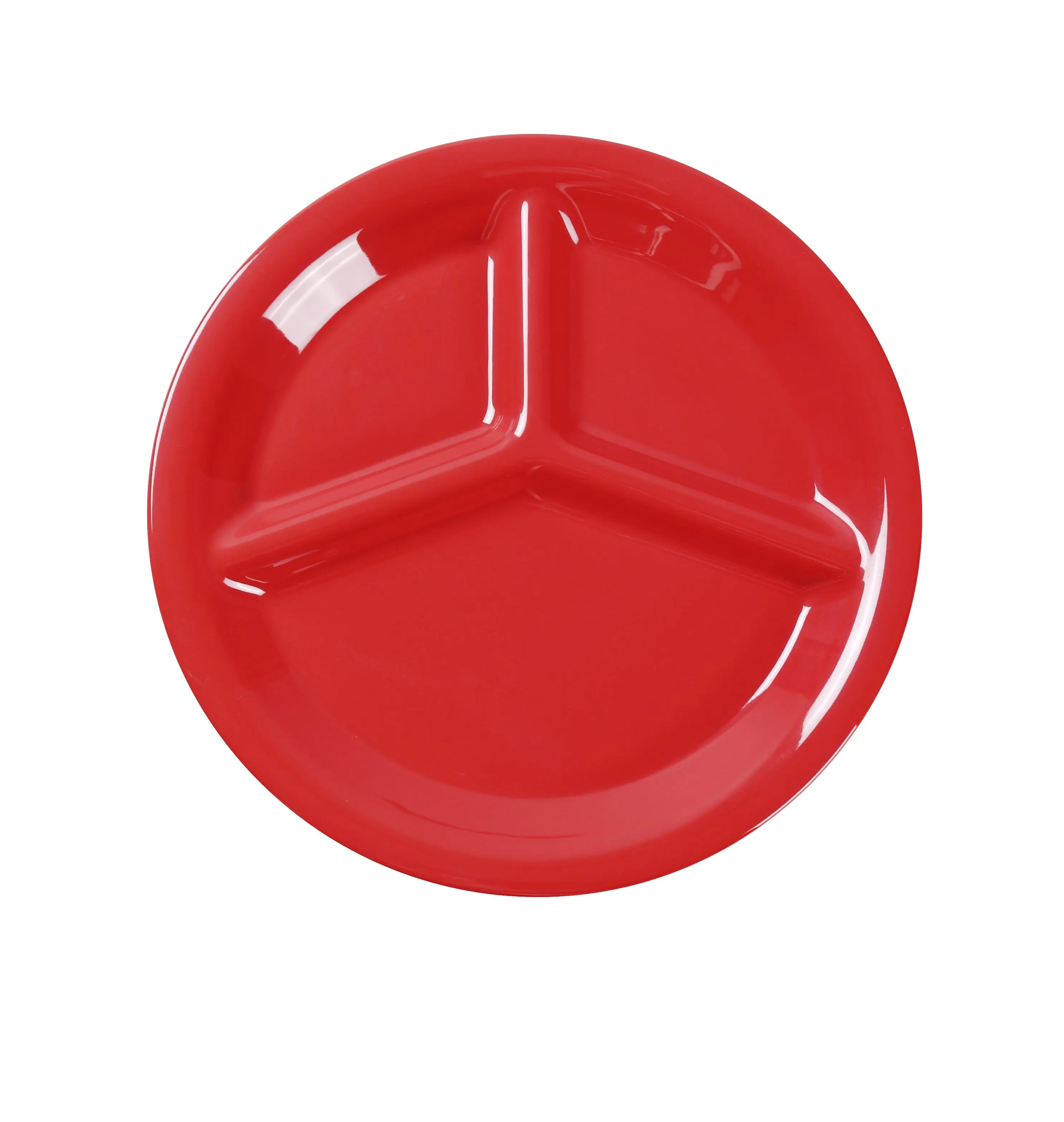 Yanco China MS-710RD Milestone Red Melamine 10.25" dia. 3-Compartment Plate