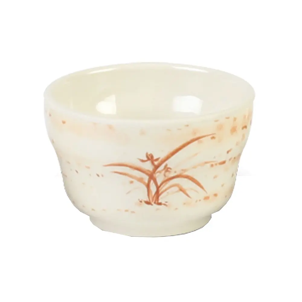 Thunder Group 9752 4 oz Gold Orchid Pattern Melamine Tea Cup - 1 Doz