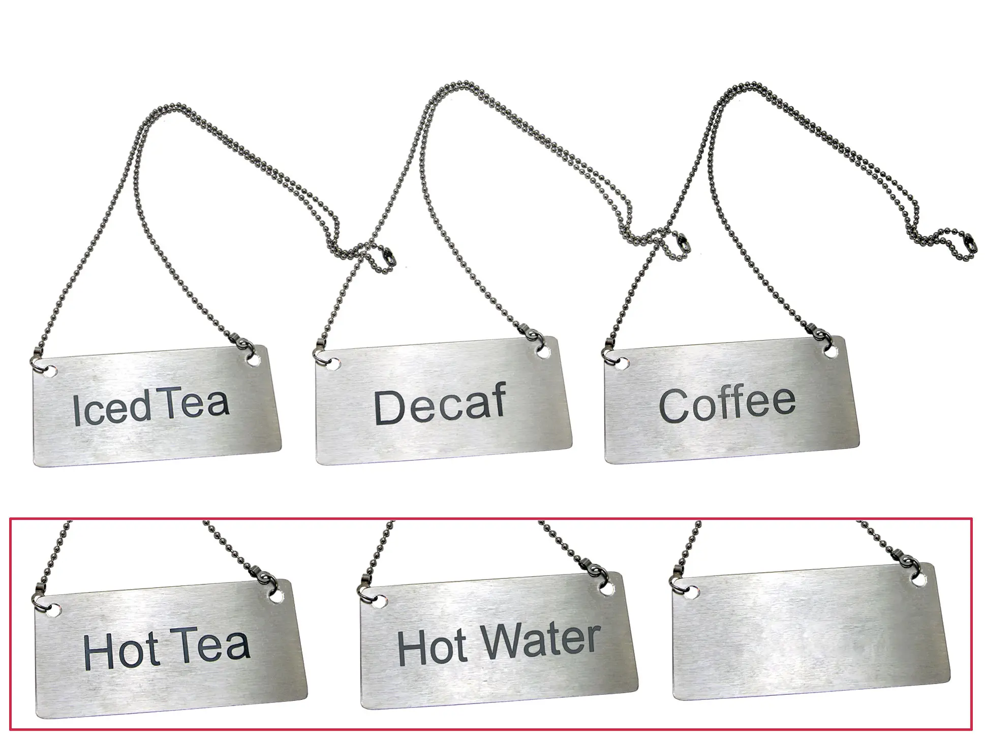 Update International CS-DEC Stainless Steel Chain Sign 3.5in x 1.75in Decaf