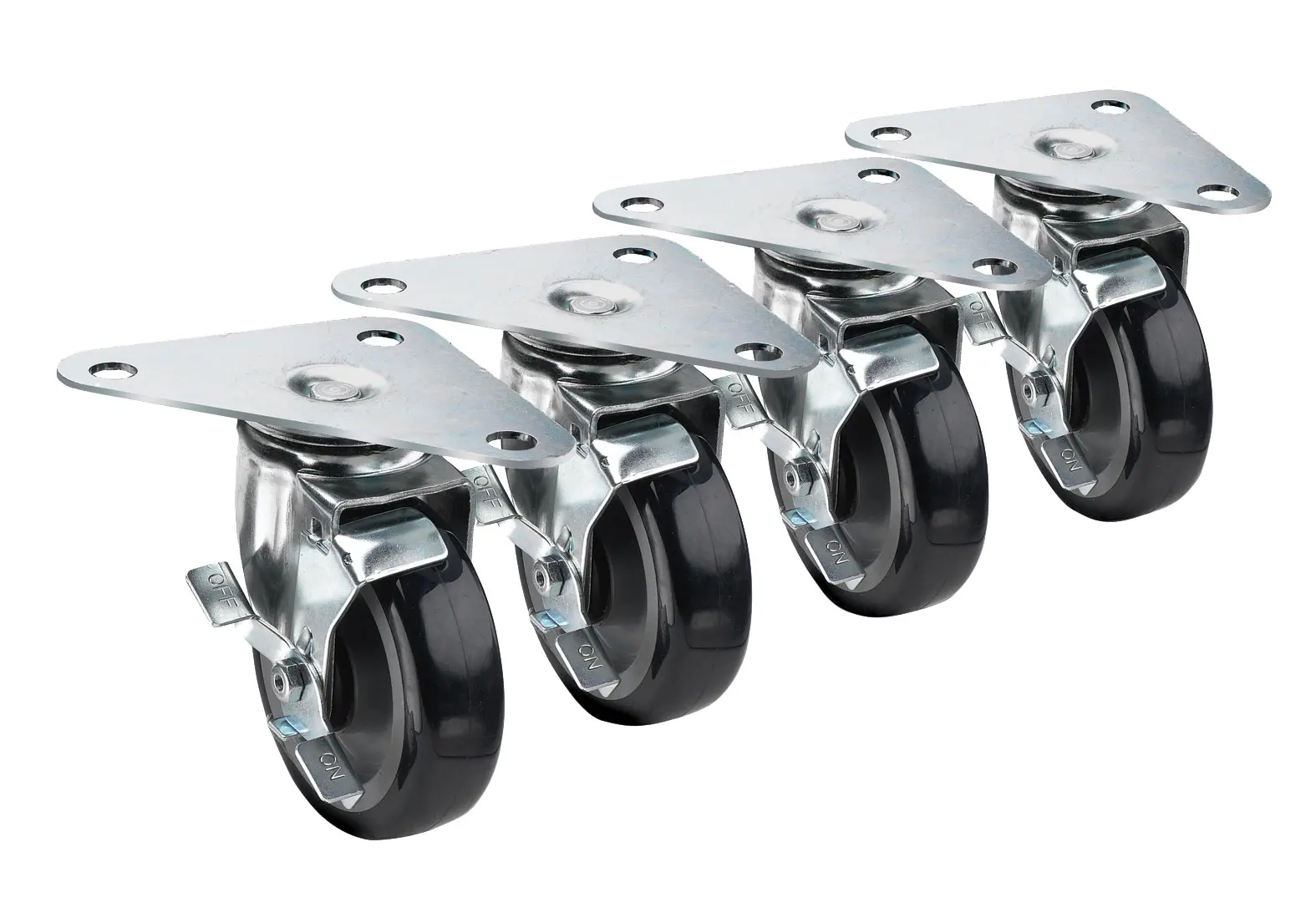 Krowne 28-161S Large Triangle Plate Caster 5" Wheel Heavy Duty Set of 4