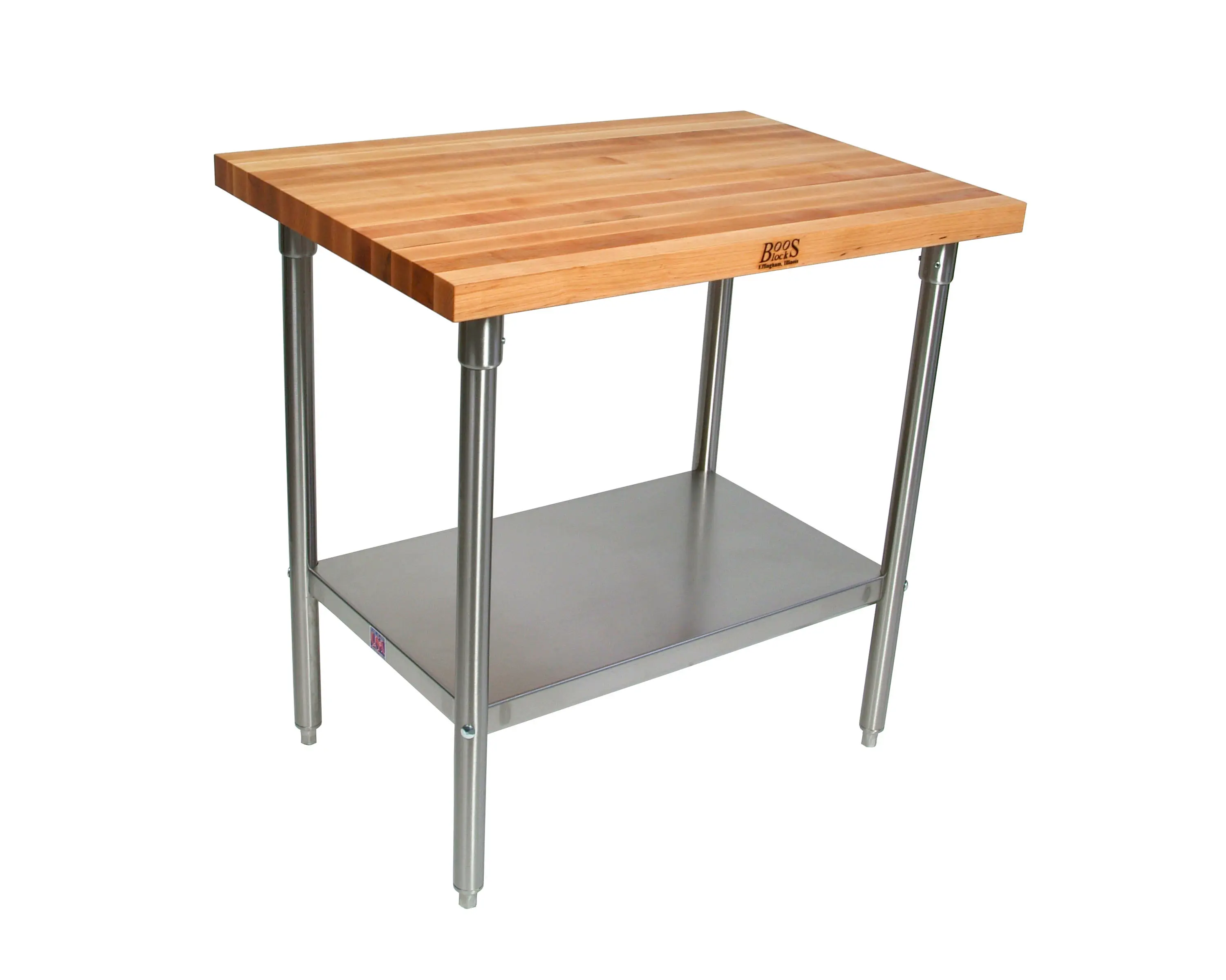 John Boos SNS09-X 60"x30" Wood Top Work Table 1.75" Thick Stainless ...