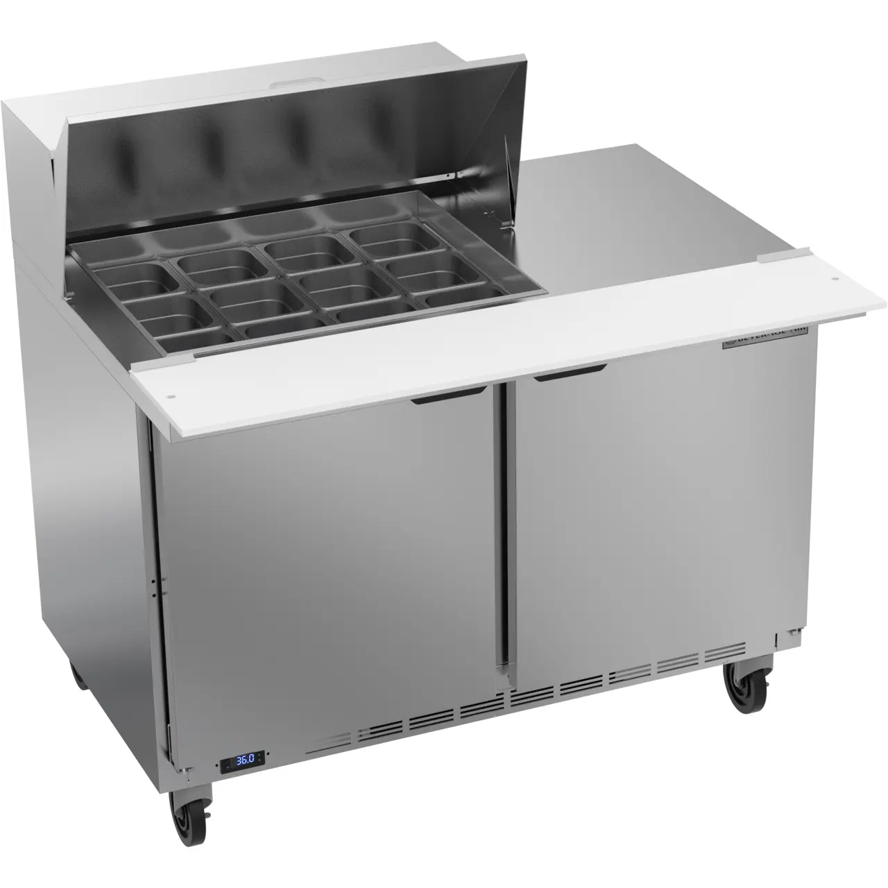 Beverage Air SPE48HC-12M 48" 12 Pan Two Section Mega Top Sandwich Salad ...