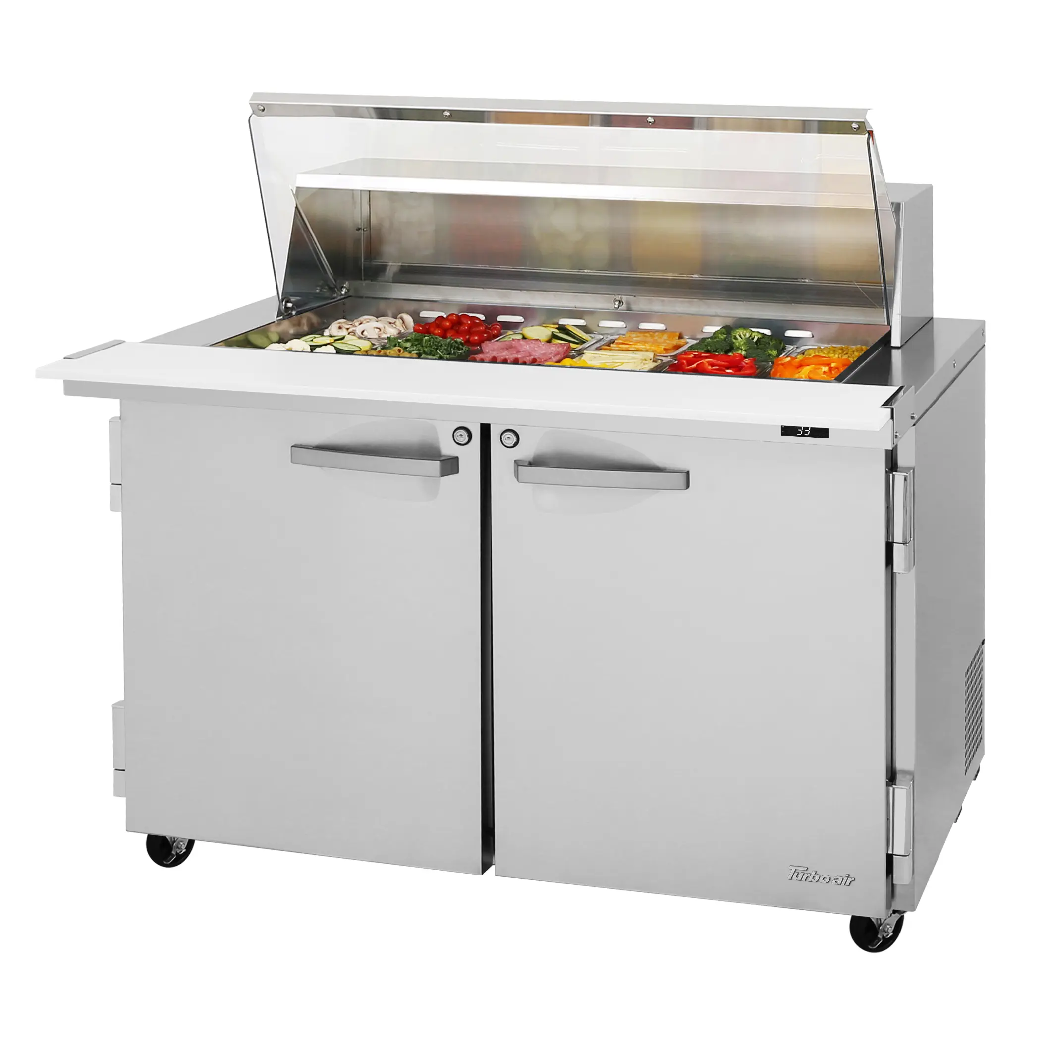 Turbo Air PST-48-18-N-CL PRO Series 48" Mega Top Prep Cooler w/ Clear Lid