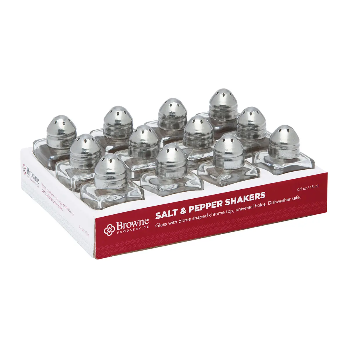 Browne Foodservice 575225 1/2 oz Glass Tower Shaker w/ Chrome Plated ...
