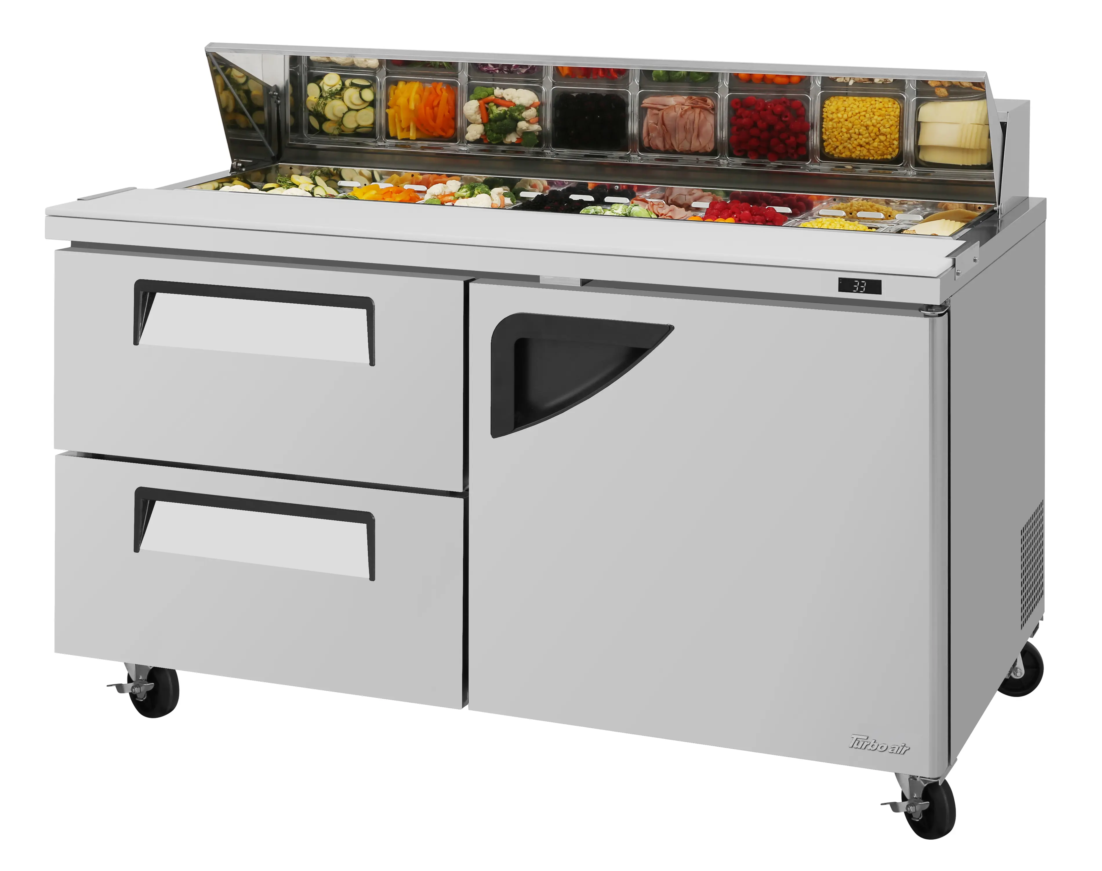 Turbo Air TST-60SD-D2R-N 60" 19 Cubic Foot 16 Pan Sandwich Salad Prep Table