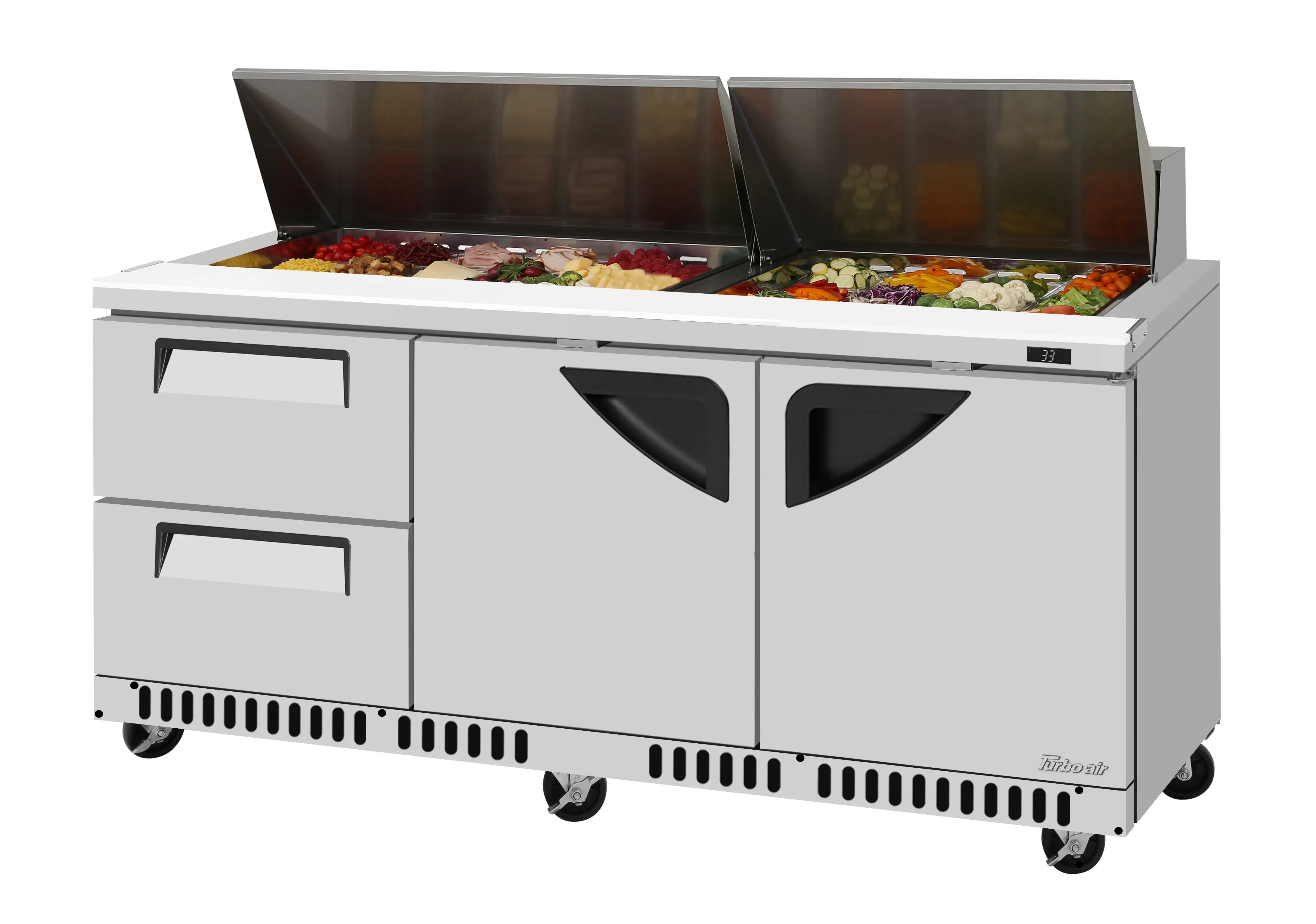 Turbo Air TST-72SD-D2LR-FB-N 72" 17.6 Cubic Foot 18 Pan Sandwich Salad ...