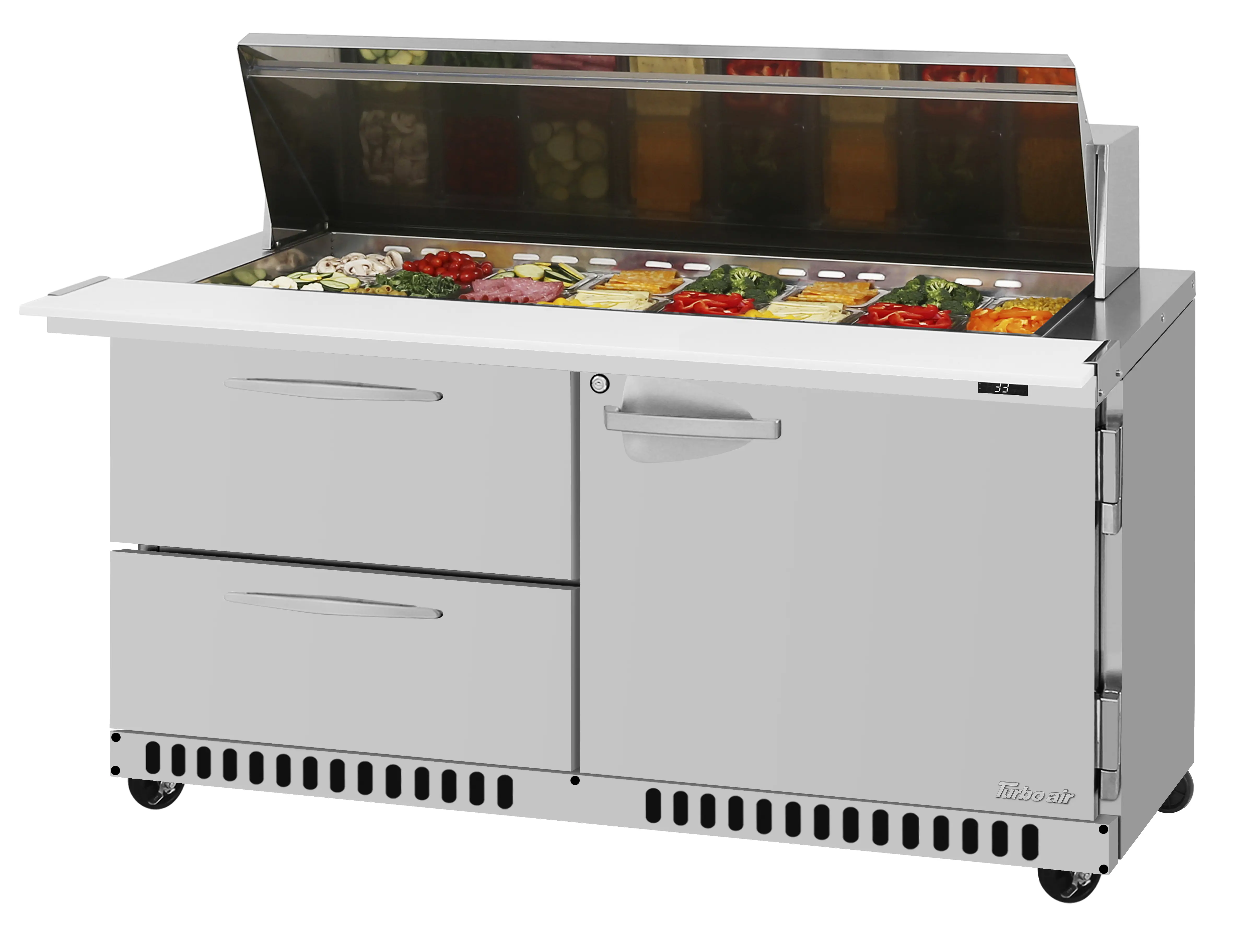Turbo Air PST-60-24-D2R(L)-FB-N 60" 24 Pan Mega Top Sandwich Salad Prep ...