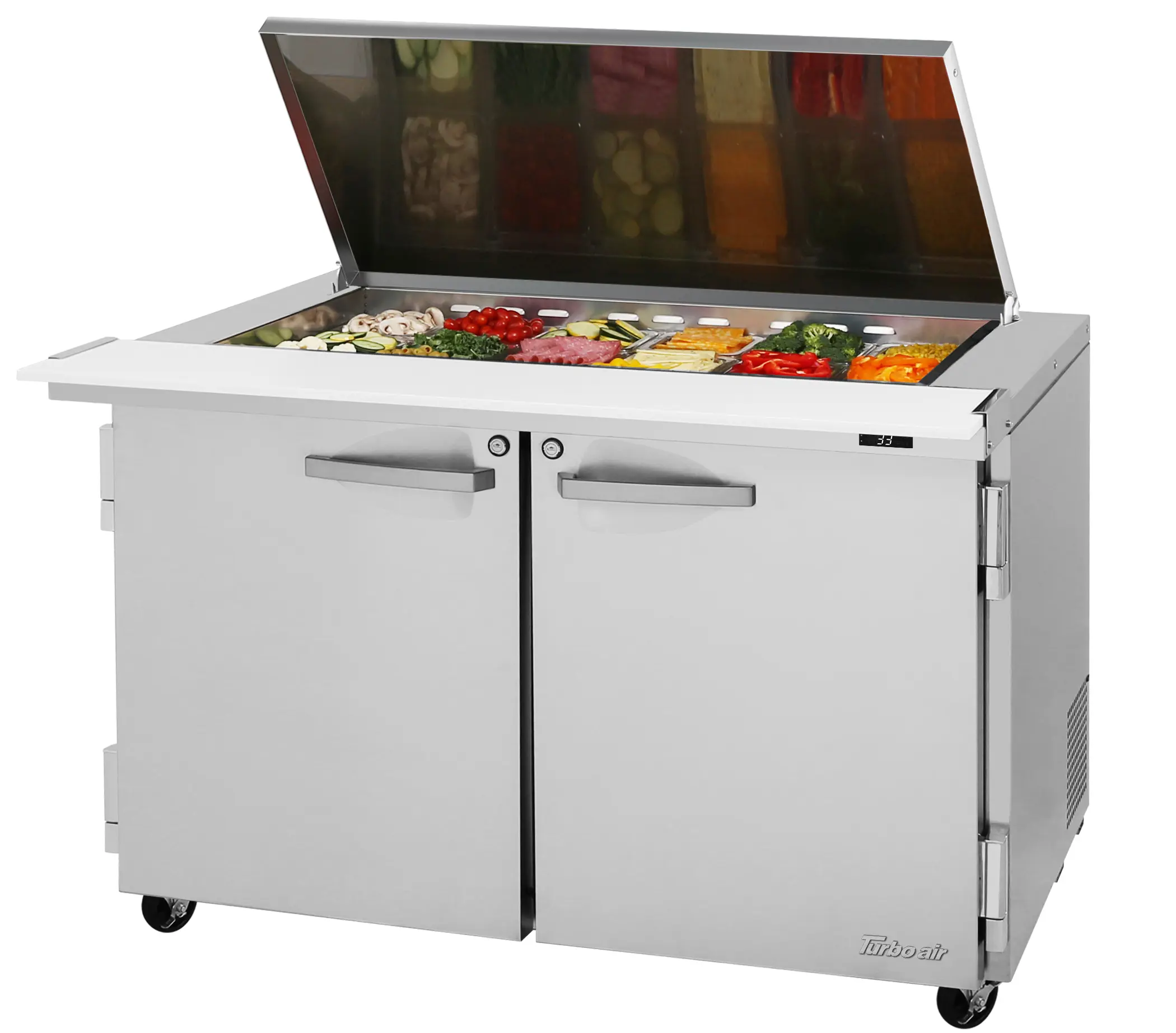 Turbo Air PST-48-18-N-FL 48" 18 Pan Mega Top Sandwich Salad Prep Table ...