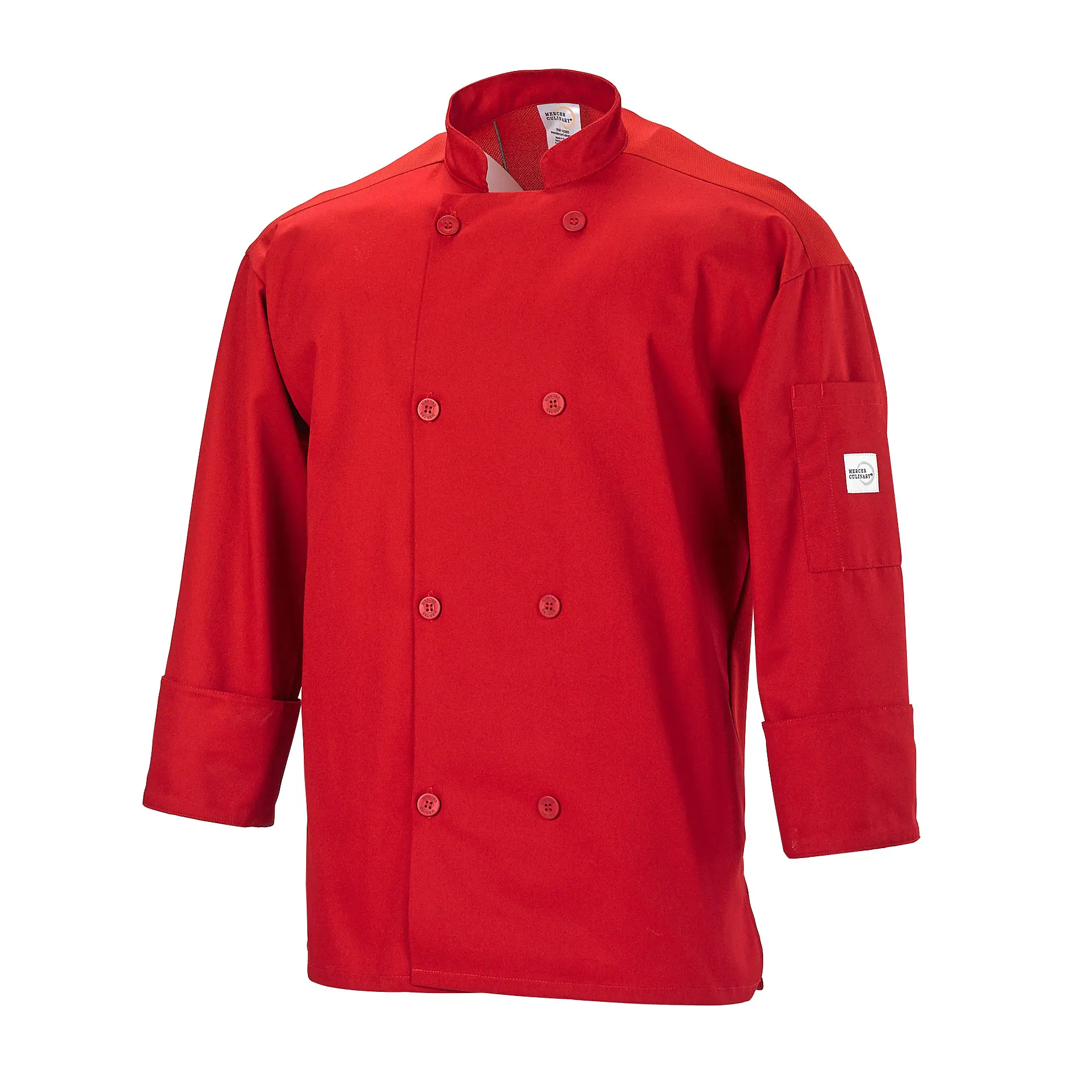 Mercer Culinary M60017RD2X Millenia Air Series Red Long Sleeve Chef ...
