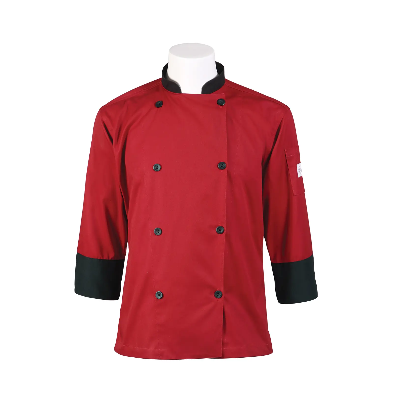 Mercer Culinary M60018RDBL Millenia Air Series Red 3/4 Sleeve Chef Coat ...