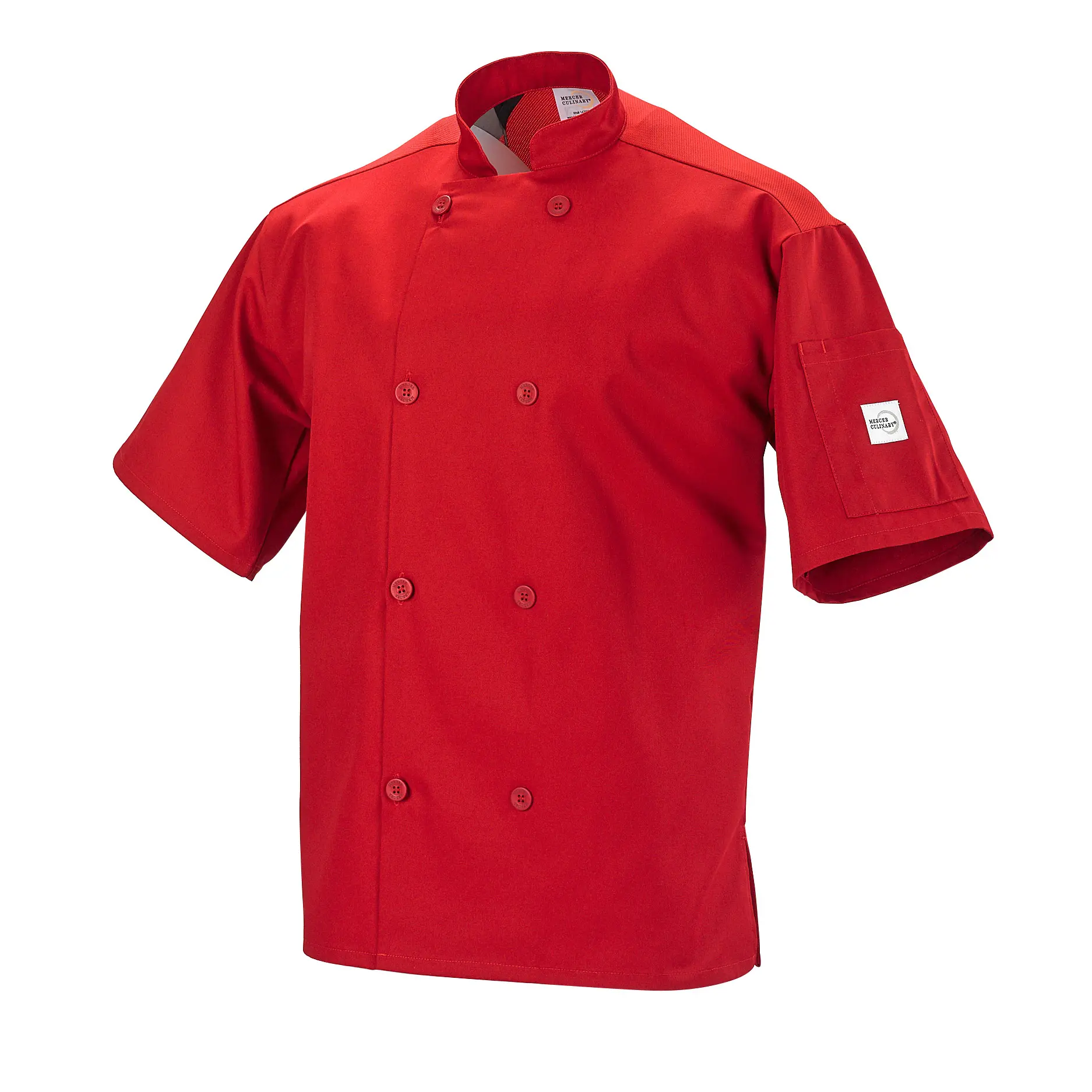 Mercer Culinary M60019RDS Millenia Air Series Red Short Sleeve Chef ...