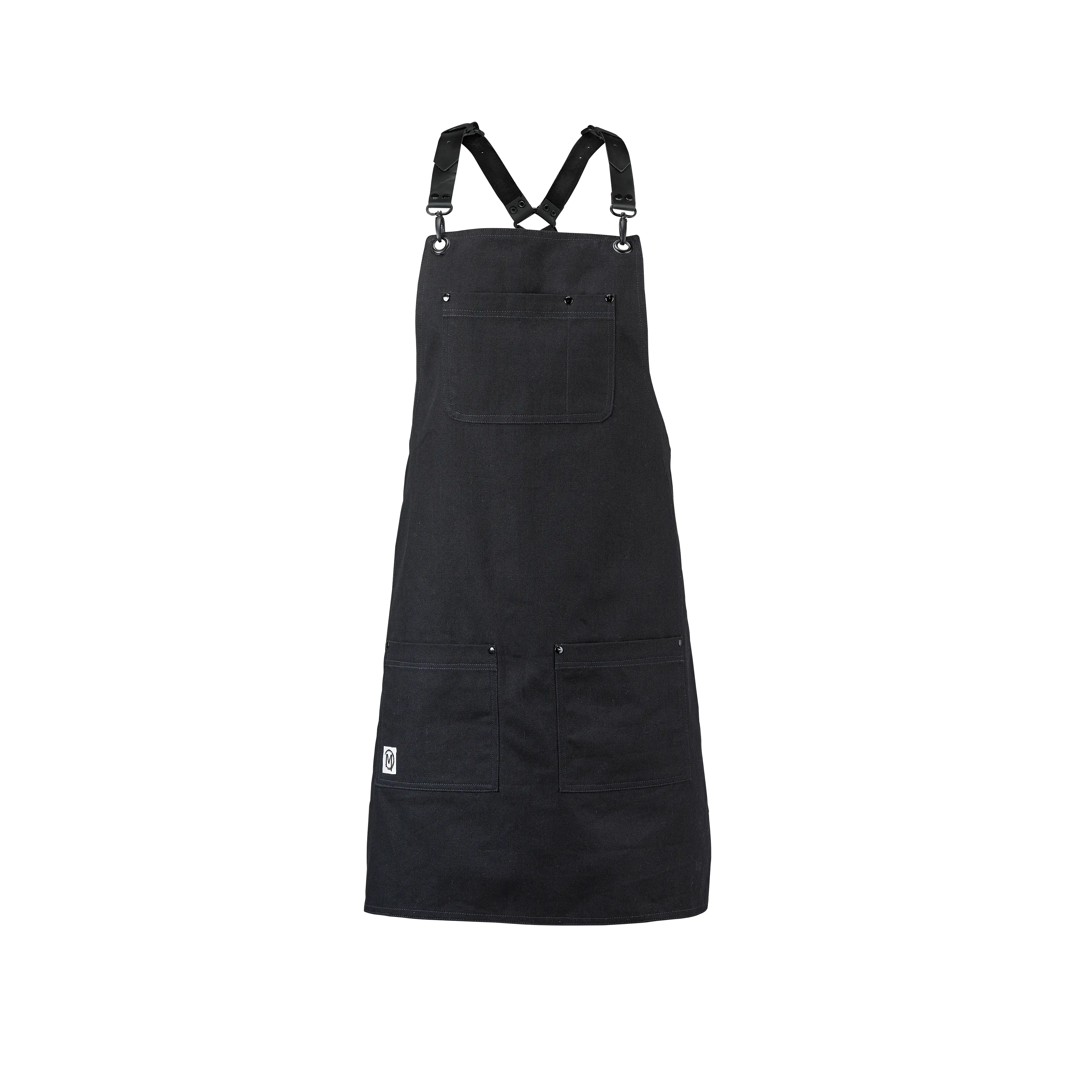 Mercer Culinary M63208BDBK Metro Edge Black Cotton Canvas Bib Apron w ...