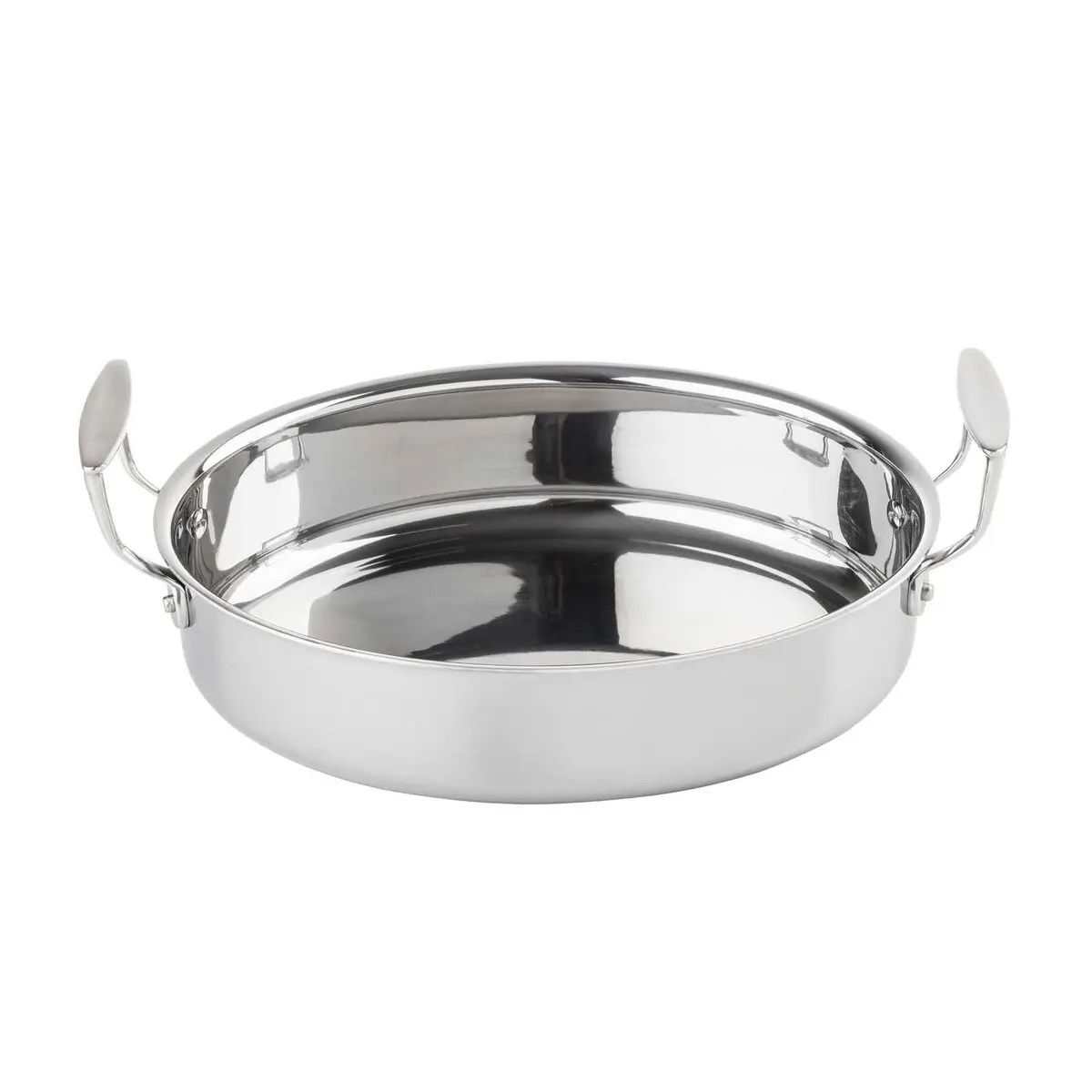 TableCraft CW2042 4 qt. Stainless Steel Tri-Ply Oval Pan Server w/ 2 ...