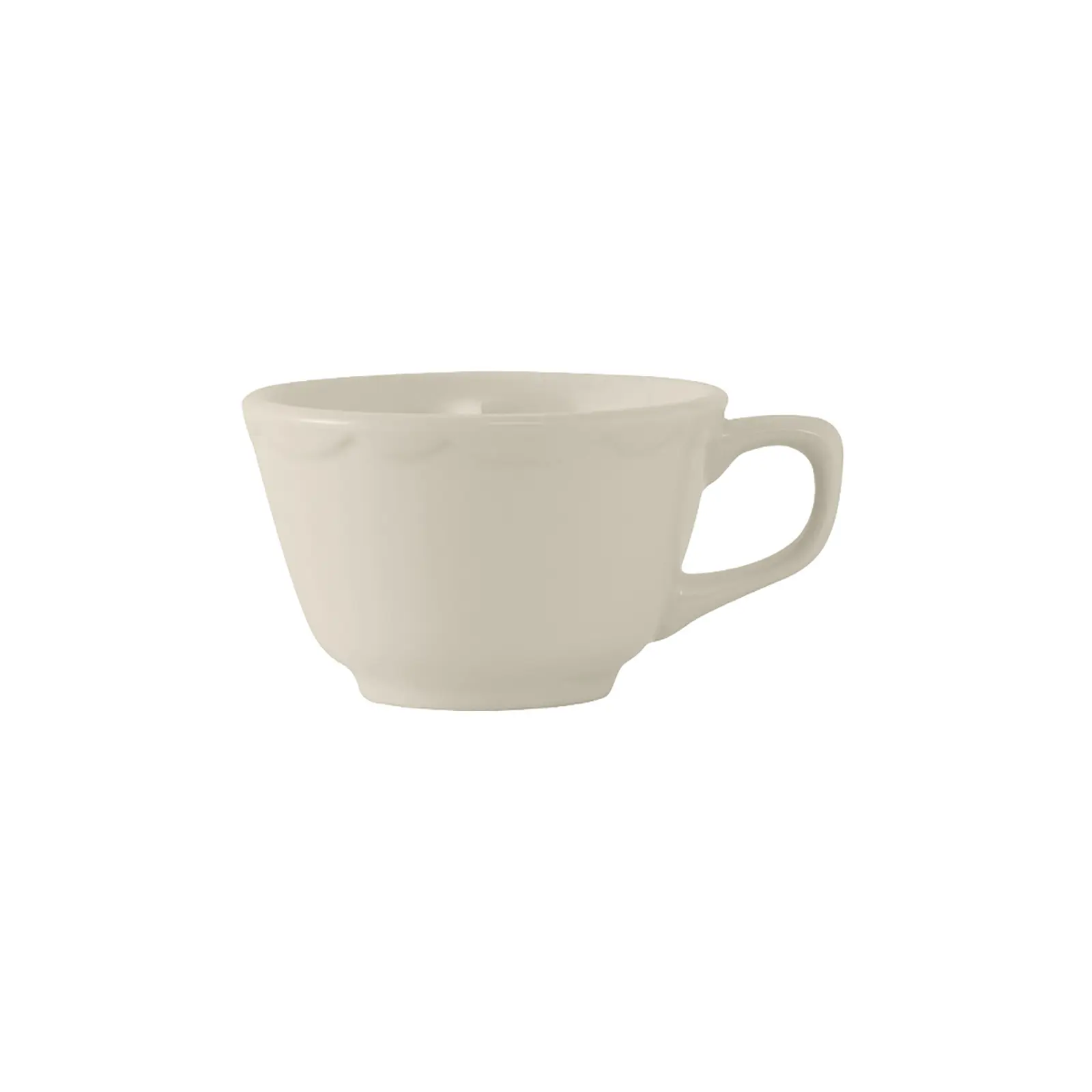 Tuxton China Inc TSC-001 Shell 7 oz. American White/Eggshell Ceramic Cup - 3 Doz