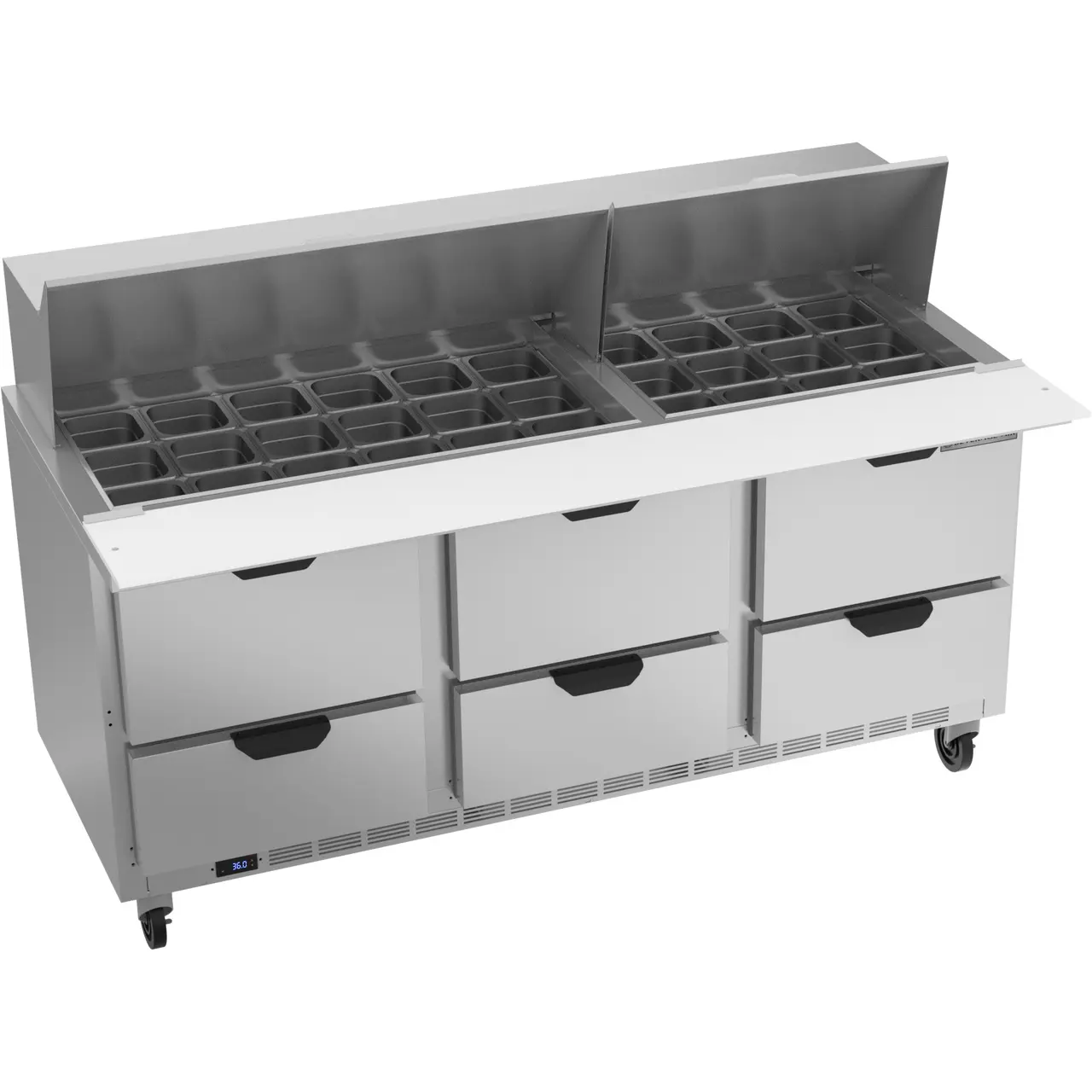 Beverage Air SPED72HC-30M-6 72" 30 Pan Three Section Mega Top Sandwich ...