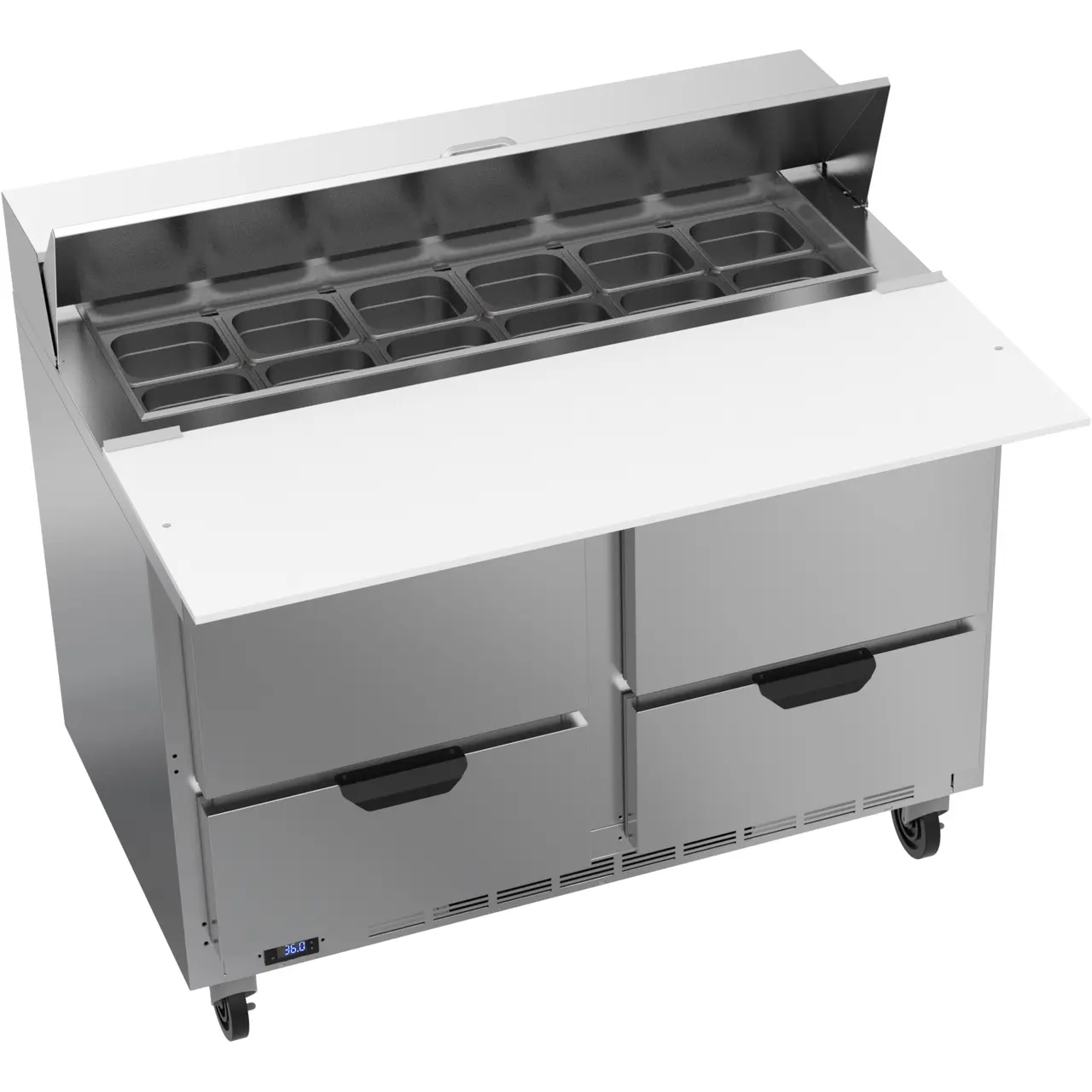 Beverage Air SPED48HC-12C-4 48" 12 Pan Two Section Sandwich Salad Prep ...