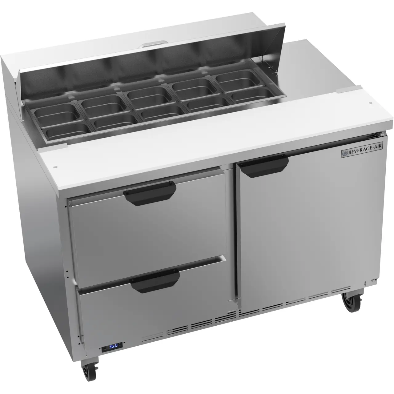 Beverage Air SPED48HC-10-2 48" 10 Pan Two Section Sandwich Salad Prep Table