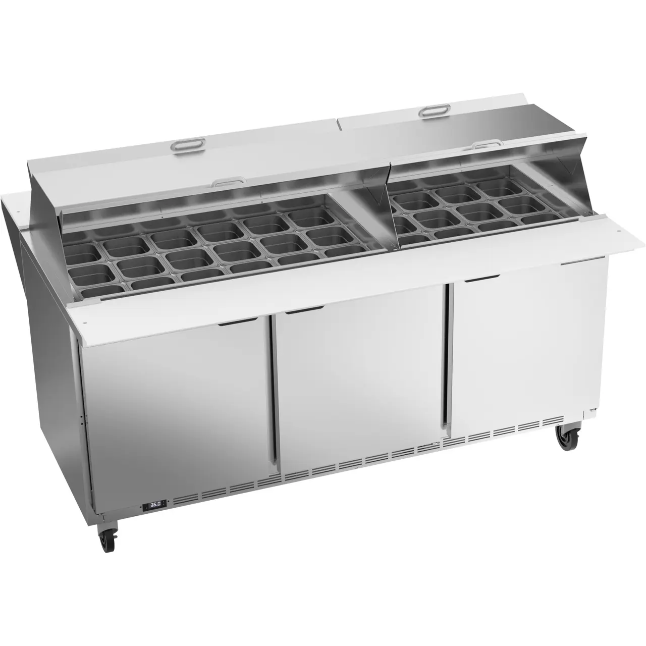 Beverage Air SPE72HC-30M-DS 72" 30 Pan Dual Sided Mega Top Sandwich ...