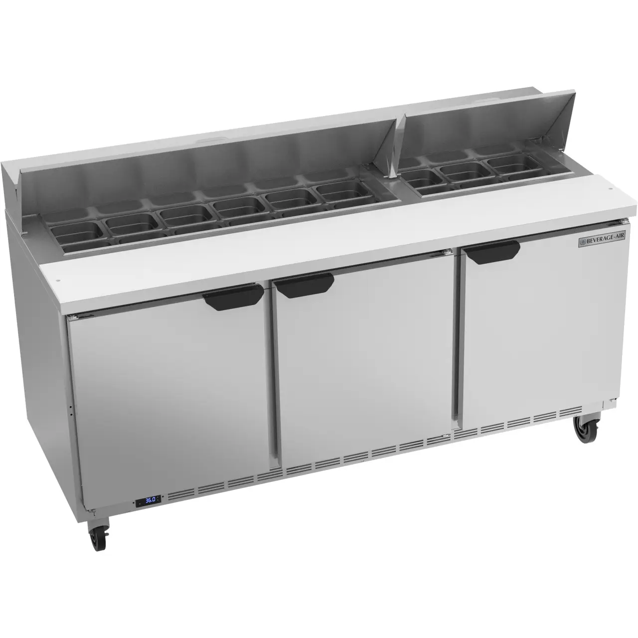 Beverage Air SPE72HC-18 72" 18 Pan Three Section Sandwich Salad Prep Table
