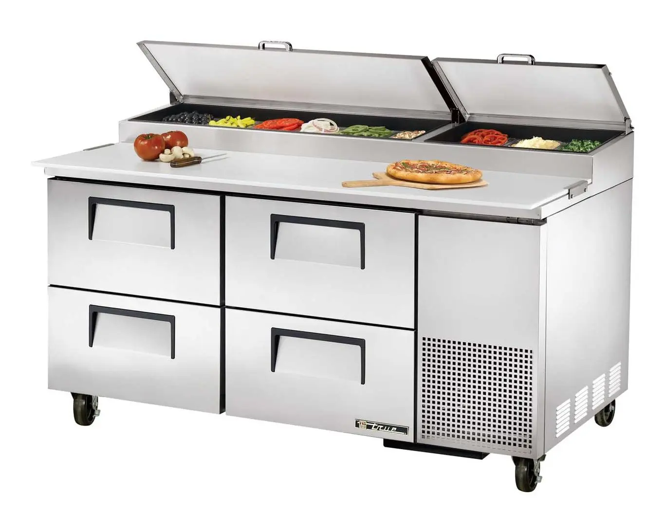 True TPP-AT-67D-4-HC 67" S/s Pizza Prep Cooler 20.6 Cu.Ft w/ 4 Drawers