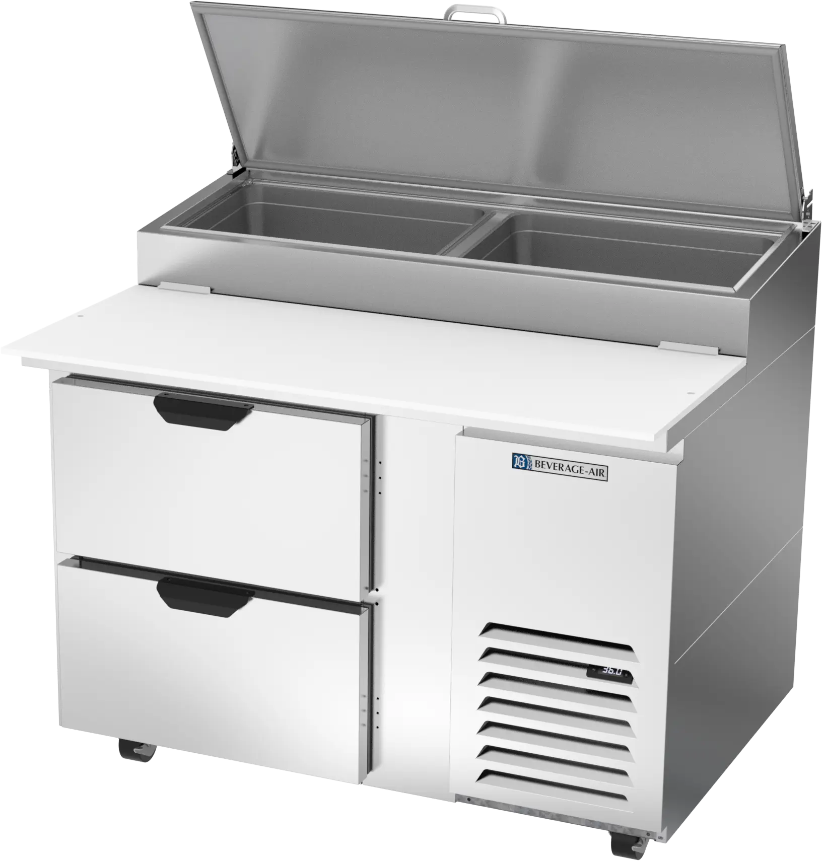 Beverage Air DPD46HC-2 46" One-Section Refrigerated Pizza Prep Table w ...