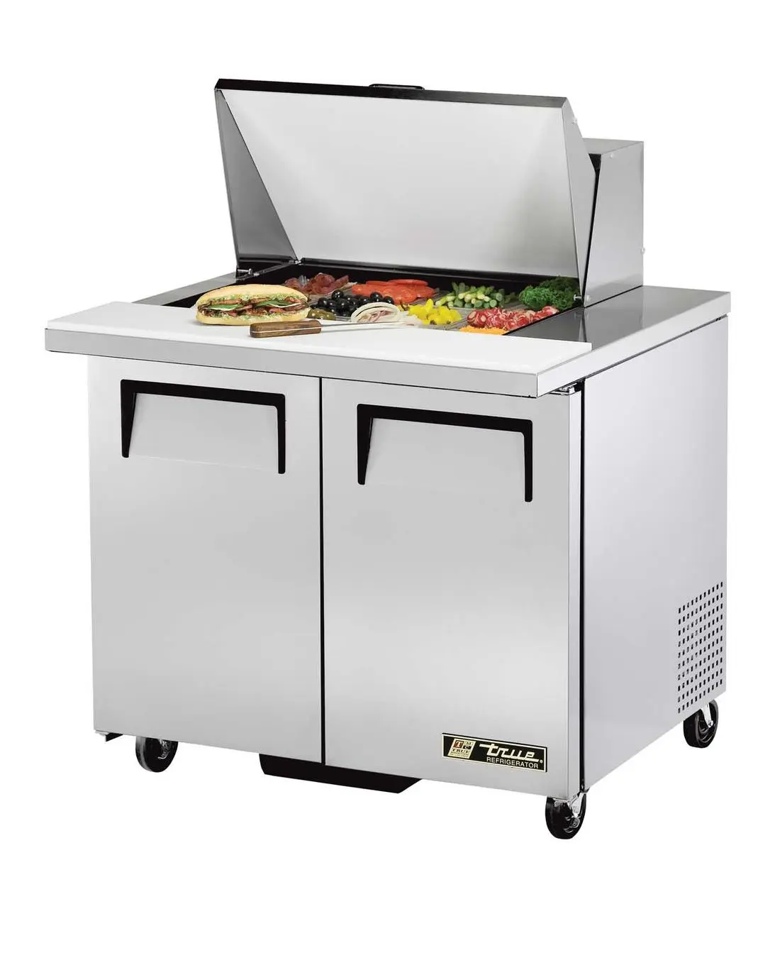 True TSSU-36-12M-B-HC 36in Mega Sandwich Salad Prep Cooler Holds 12 Pans
